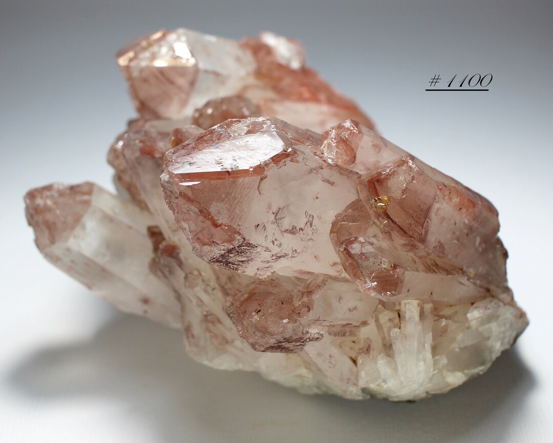 Red Quartz - Cluster of Lustrous Quartz Crystals With Hematite Included ...