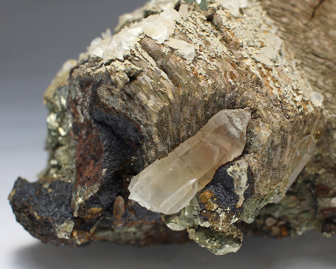 Pseudomorph Large Pyrite Pseudo After Pyrrhotite, With Twinned Calcite ...