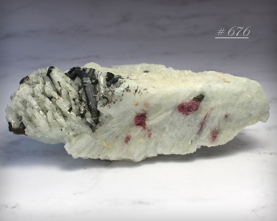 Green Elbaite Tourmaline With Purple-red Lepidolite and Light-green ...