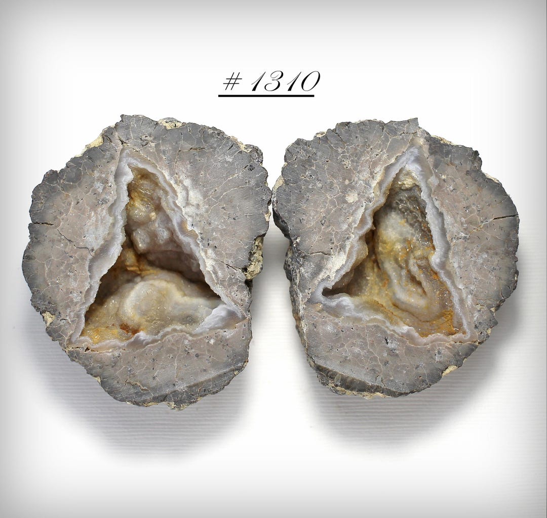 Full Cut Dugway Geode Pair - Non-polished Smooth-faced Matching Geode ...