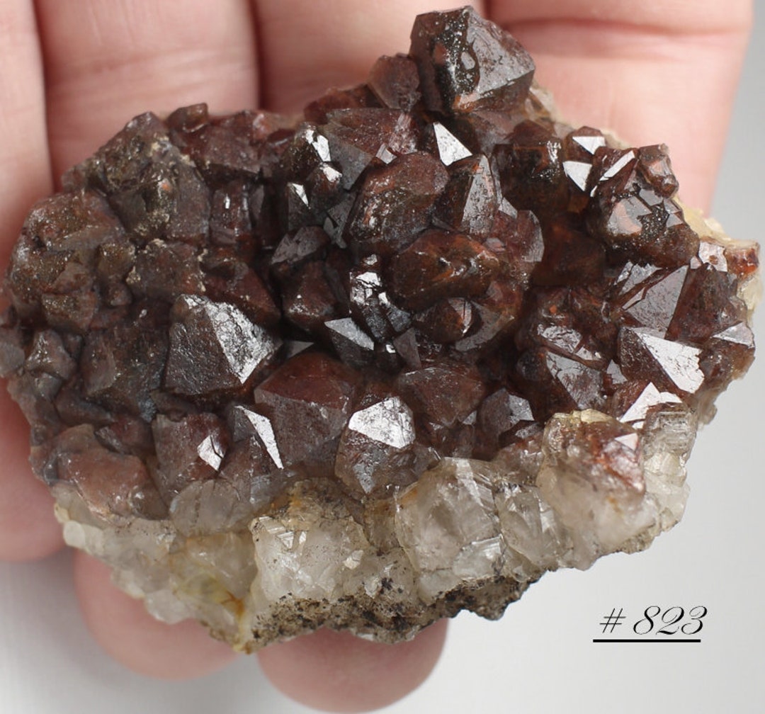 DARK Reddish Quartz Cluster of Quartz Crystals With Epimorphic Base A ...