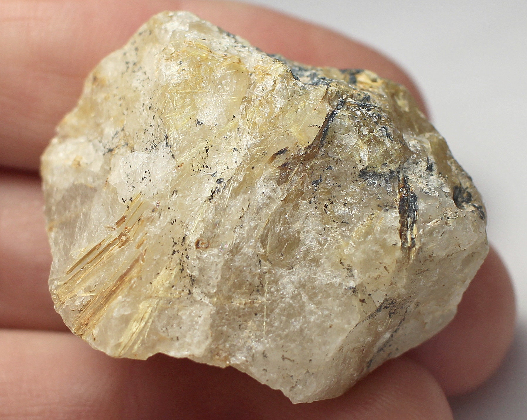 Rutilated Quartz Rough Lightly-Smoky Quartz with Jackstraw | Etsy