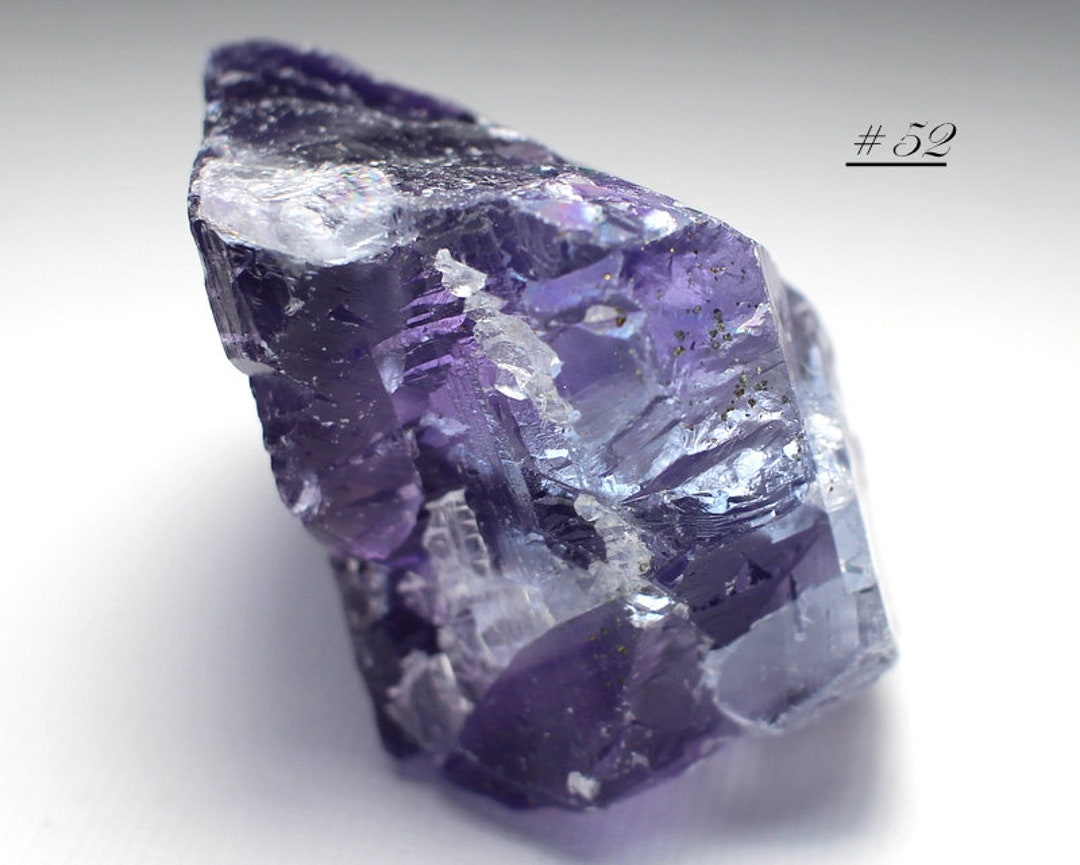 Glassy Clear Blue and Violet Fluorite With Marcasite Needle Inclusions ...