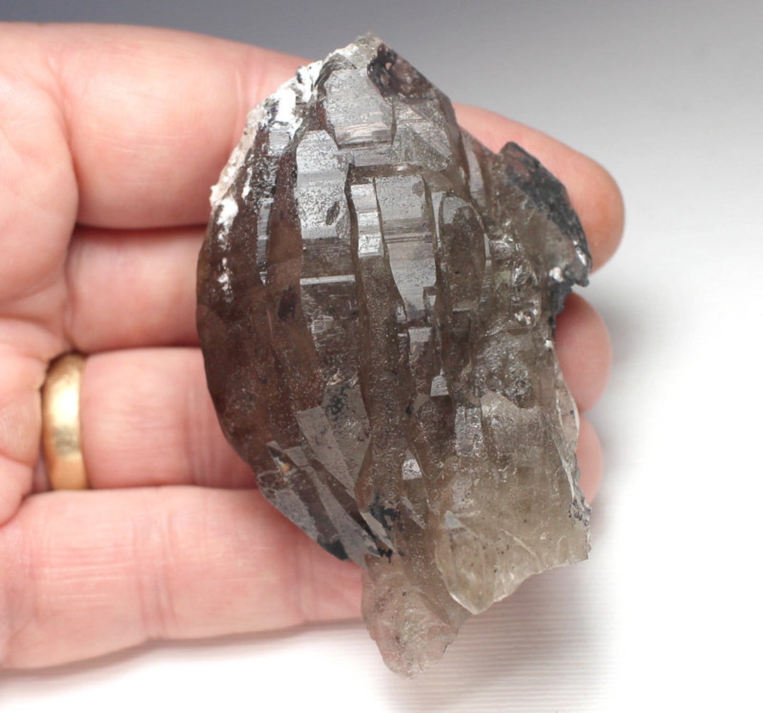 Curved Quartz - Multi-faceted Football-shaped Smoky Quartz Crystal ...