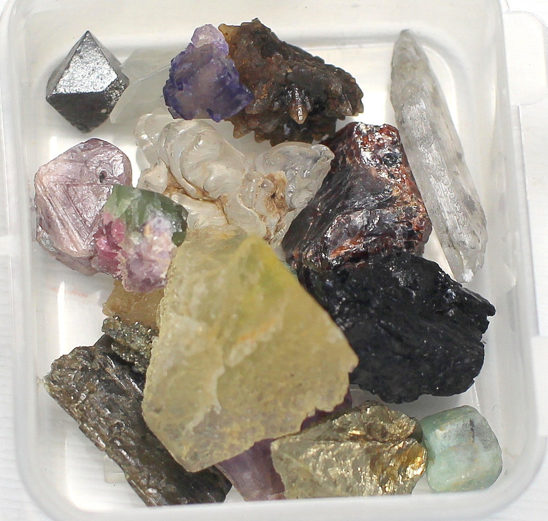 17 Super-fine Tiny Crystal Specimens, Tourmaline, Ruby, Emerald ...