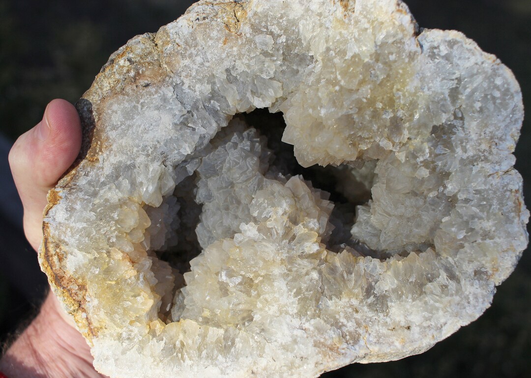 VERY Large Cauliflower Geode Half With Spiky Quartz Crystal Interior ...