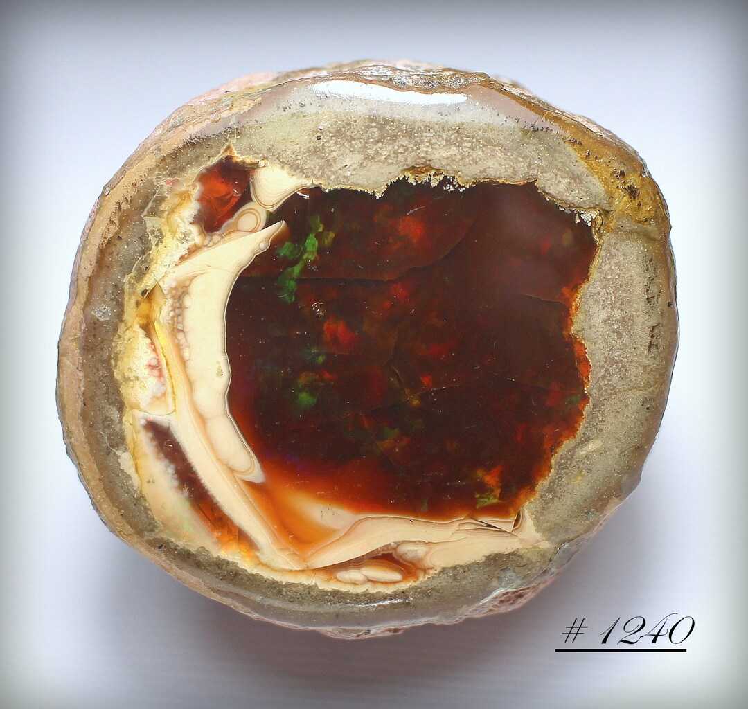 Ethiopian Precious Opal - Partially Polished Ethiopian Opal Half Nodule ...