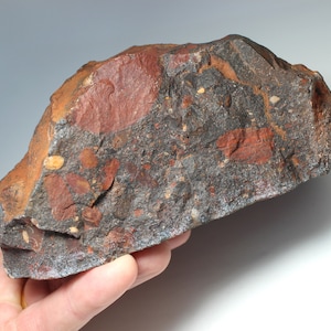 Thick Endcut of Hematite Rich, Face-polished Jasper Conglomerate ...