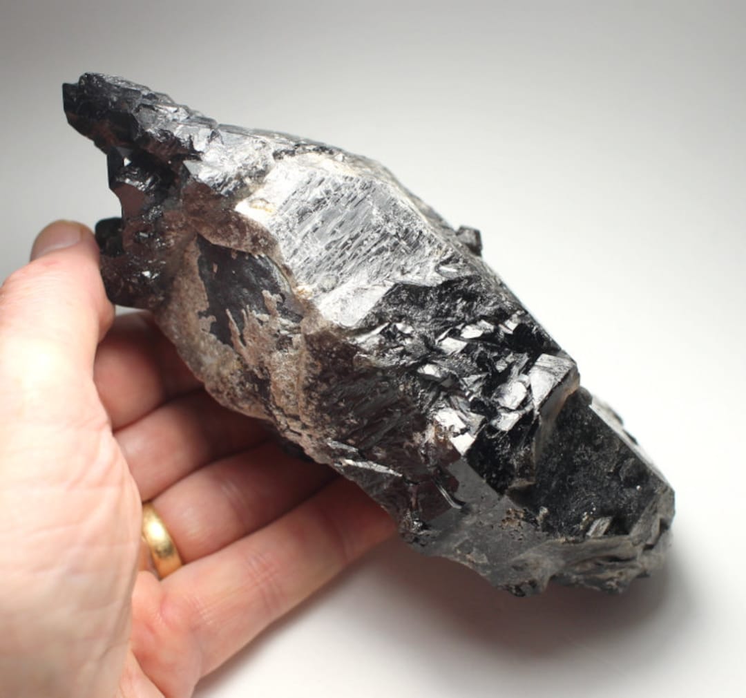 Large Morion Black Double Terminated Elestial Jacaré Quartz Crystal ...
