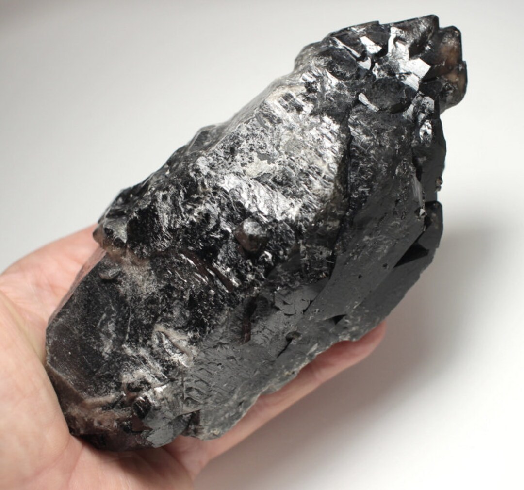 Large Morion Black Double Terminated Elestial Jacaré Quartz Crystal ...