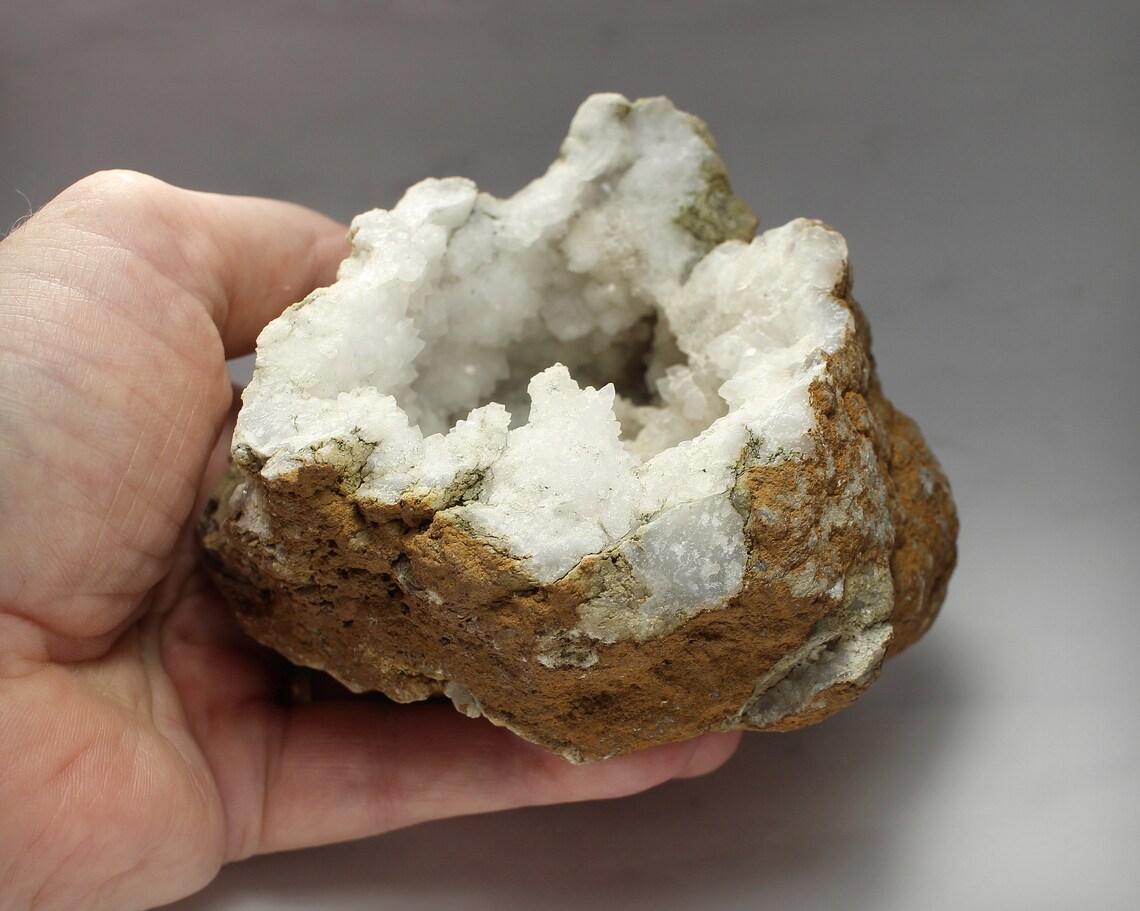 Large 'Baked Potato' Geode with Spiky Quartz and | Etsy