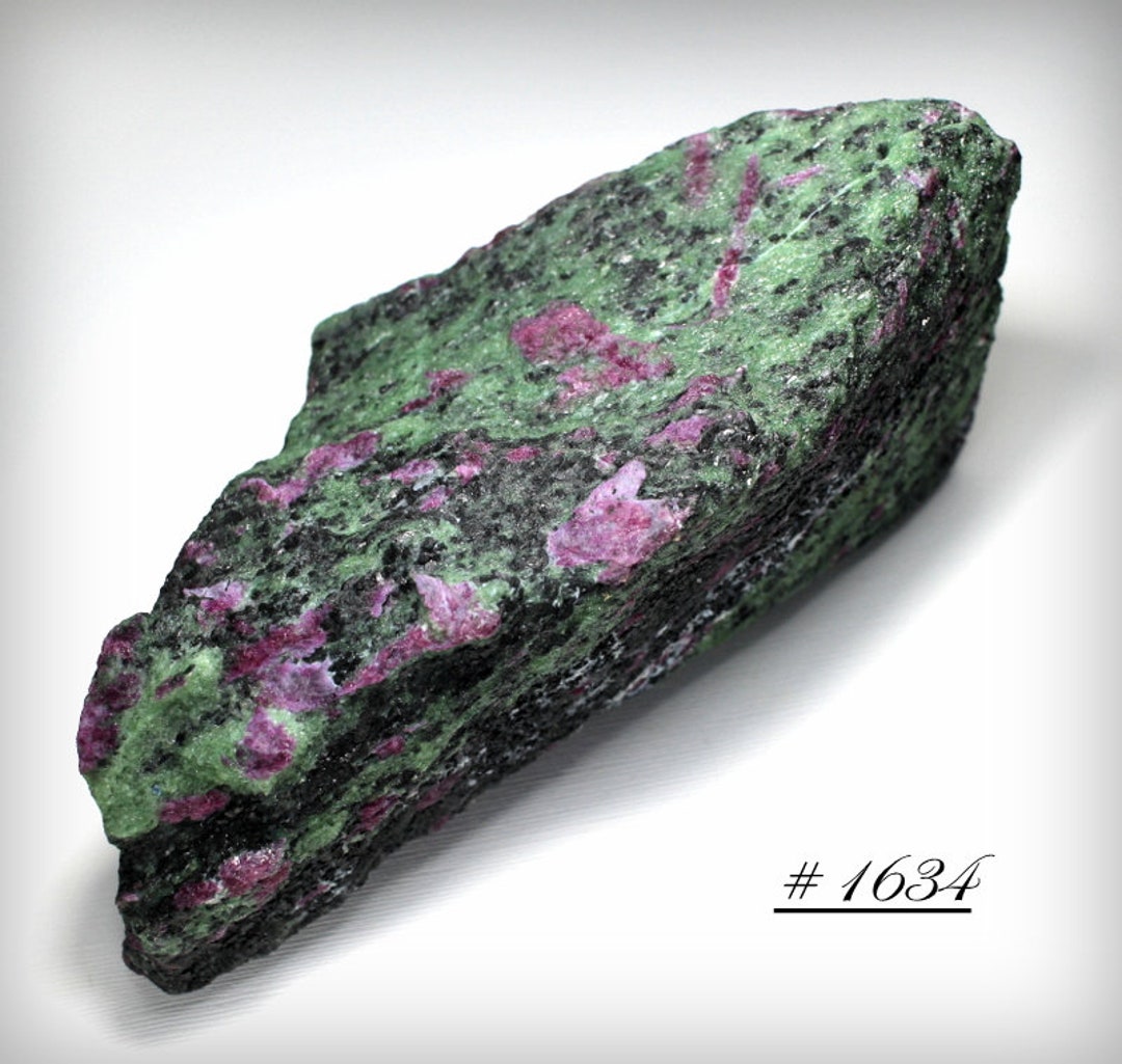 Gorgeous Large Ruby red Corundum Crystals in Green Zoisite With Black ...