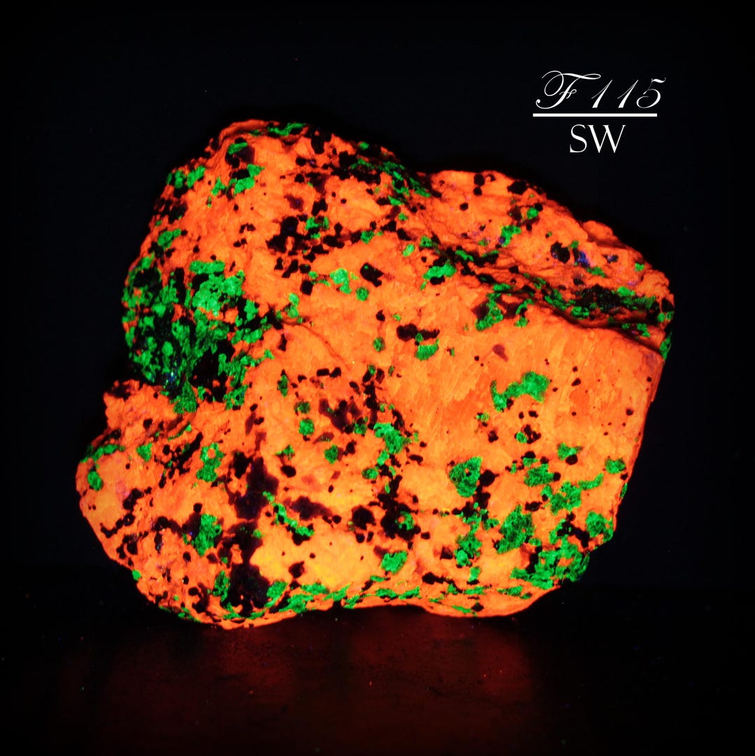 Fluorescent Calcite Willemite Specimen: Orange & Green Mineral ...