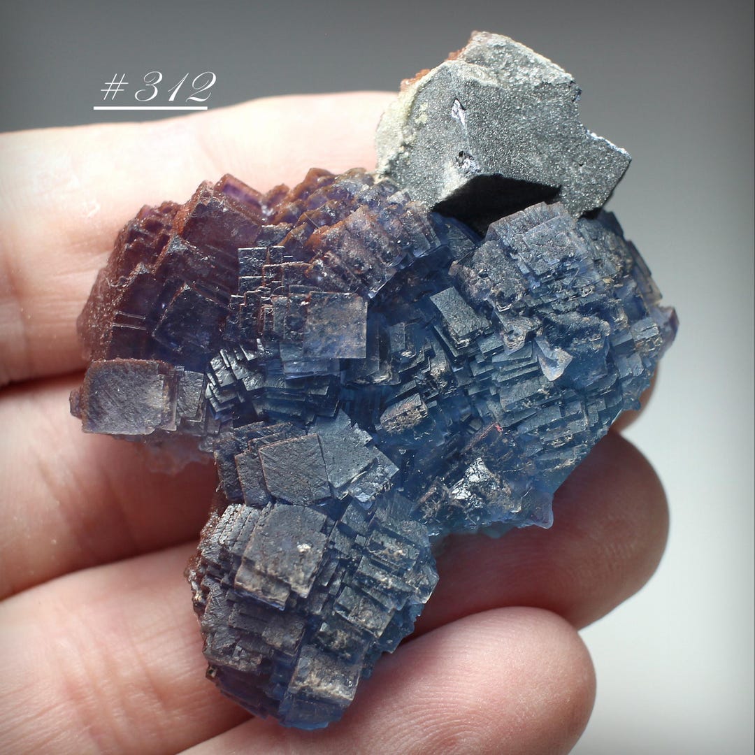 Rare! Deep Blue Translucent Fluorite Cubes, With Galena, and Red ...