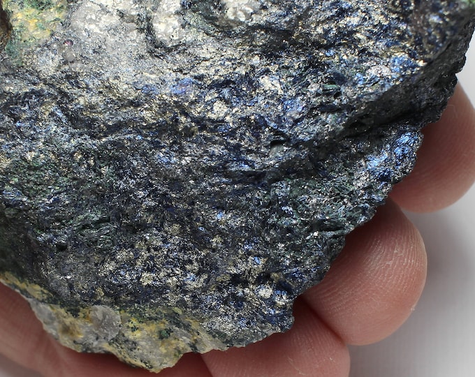 Rare Covellite - Iridescent Blue Covellite, With Pyrite and Malachite ...