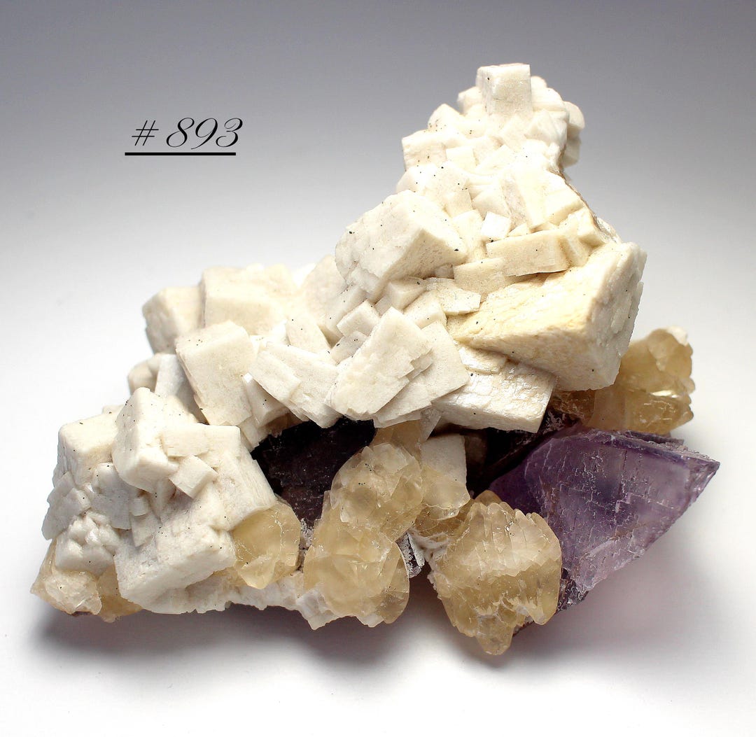 Rare. Lavender Fluorite, With Wheat Sheaf and Rhombic Calcite (two ...