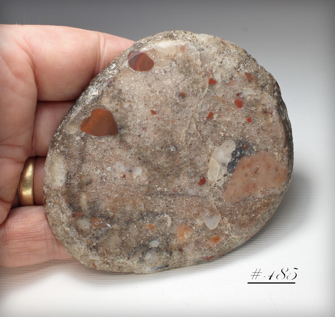 Larger Red Jasper PUDDINGSTONE Meta-conglomerate Hand Specimen Slice ...