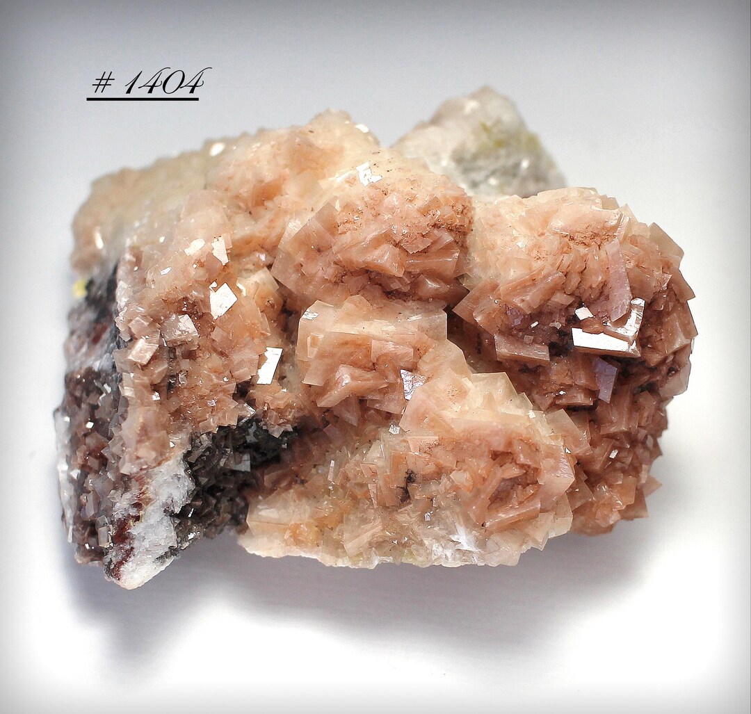 Exquisite Rose-hued Rhombic Calcite Crystal Cluster on White Calcite ...