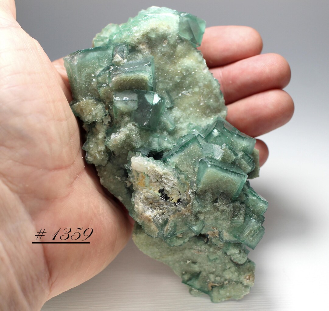 Emerald-green Edge Zoned Fluorite Cubes, on Breccia-like Light-colored ...