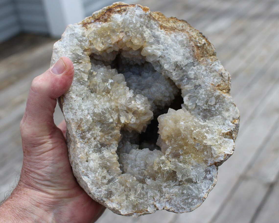 VERY Large Cauliflower Geode Half With Spiky Quartz Crystal - Etsy