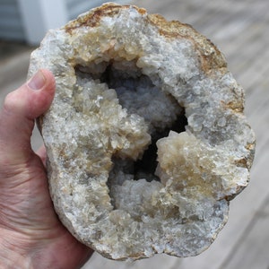 VERY Large Cauliflower Geode Half With Spiky Quartz Crystal Interior ...