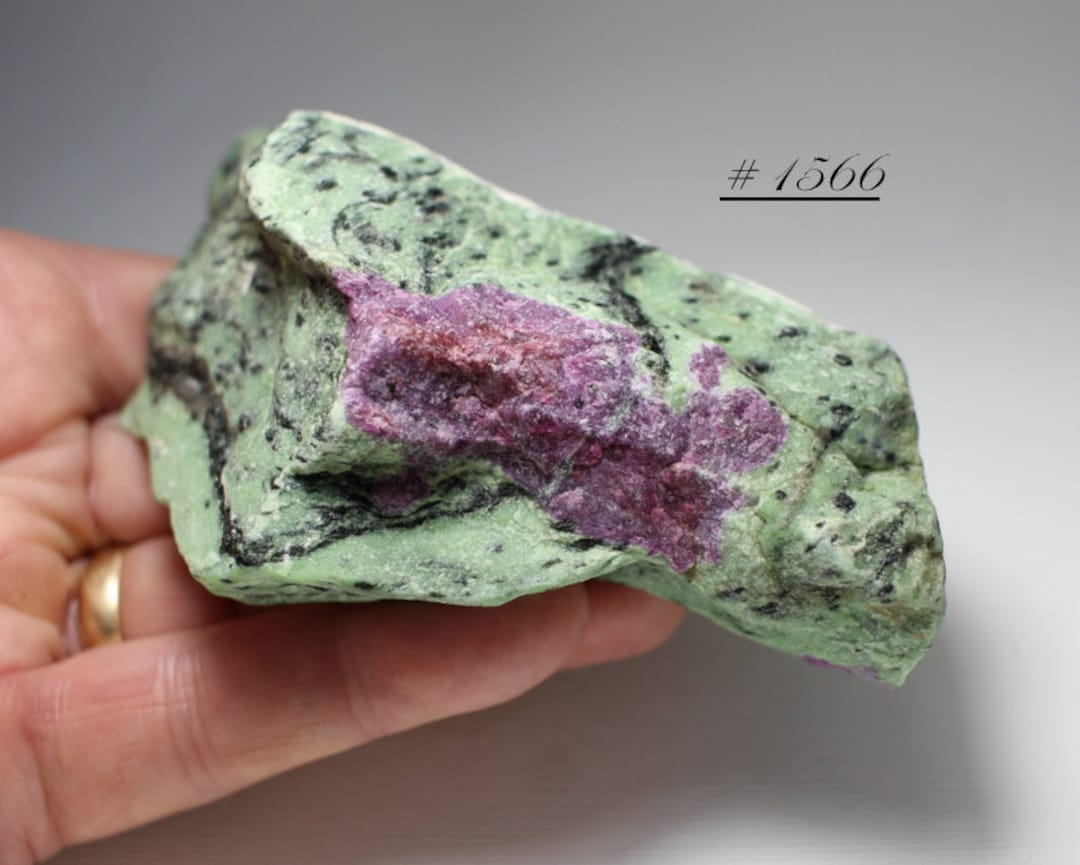 Gorgeous Large Ruby red Corundum Crystals in Green Zoisite With Black ...