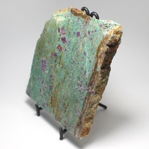 Thick Slab of Ruby red Corundum Crystals in Green Zoisite, Face ...