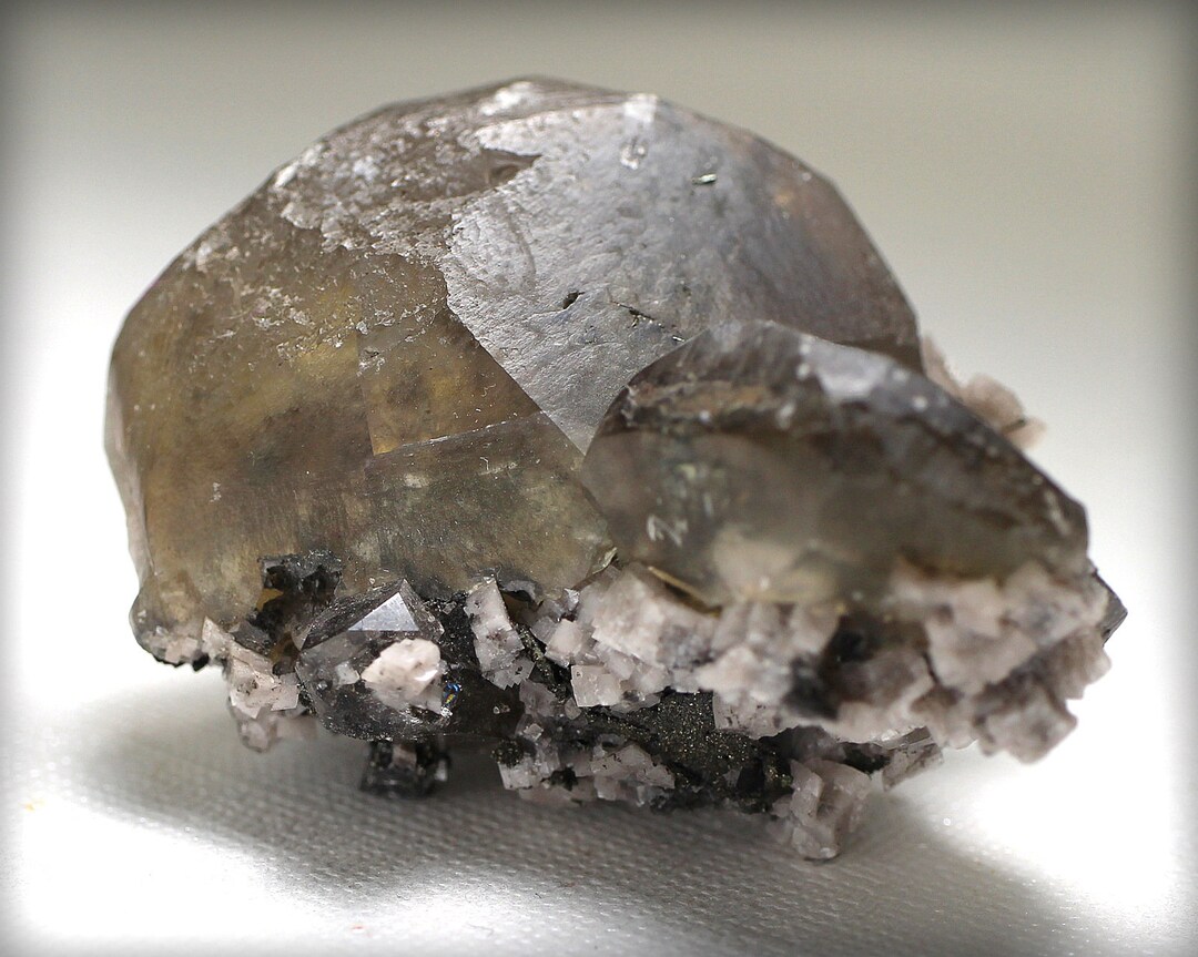 Smoky Calcite With Herkimer Unique, Dark Calcite Disks, With Herkimer ...
