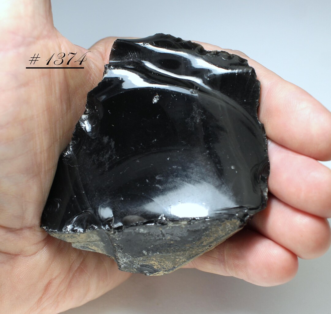 Glassy Beautiful Obsidian Cobble With Great Black, Vitreous Conchoidal ...