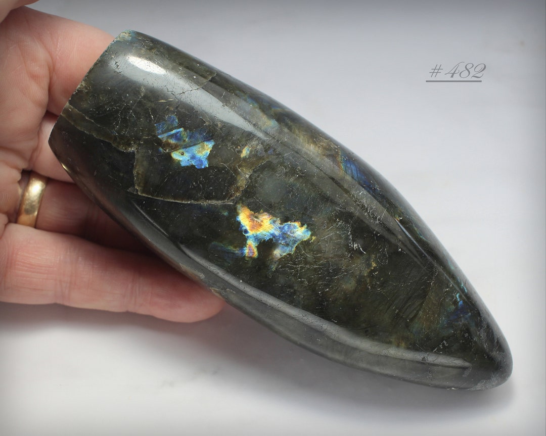 Upright Standing Sculpted and Polished Large Labradorite Stone, With ...