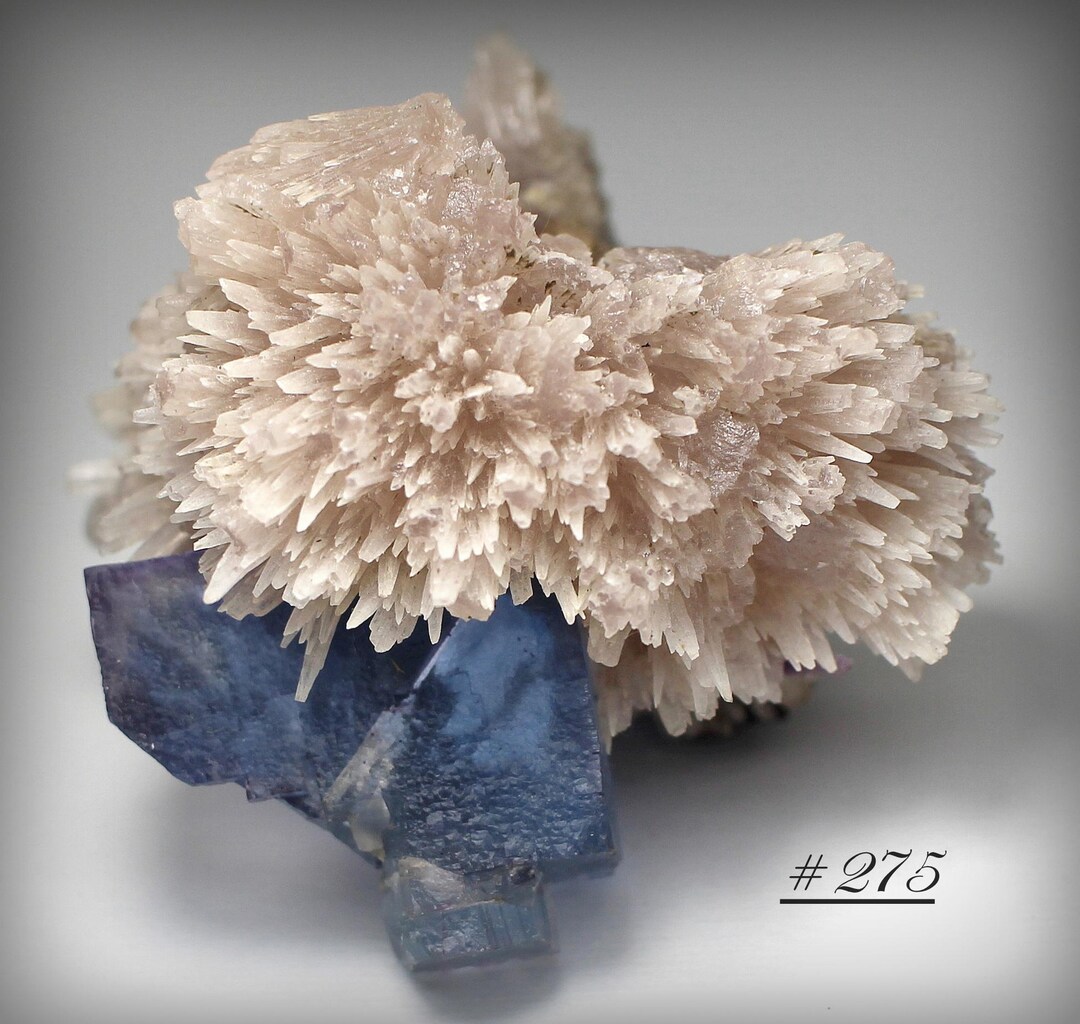 Exquisite Clear Blue Fluorite With Strontianite Spears and Sphalerite ...