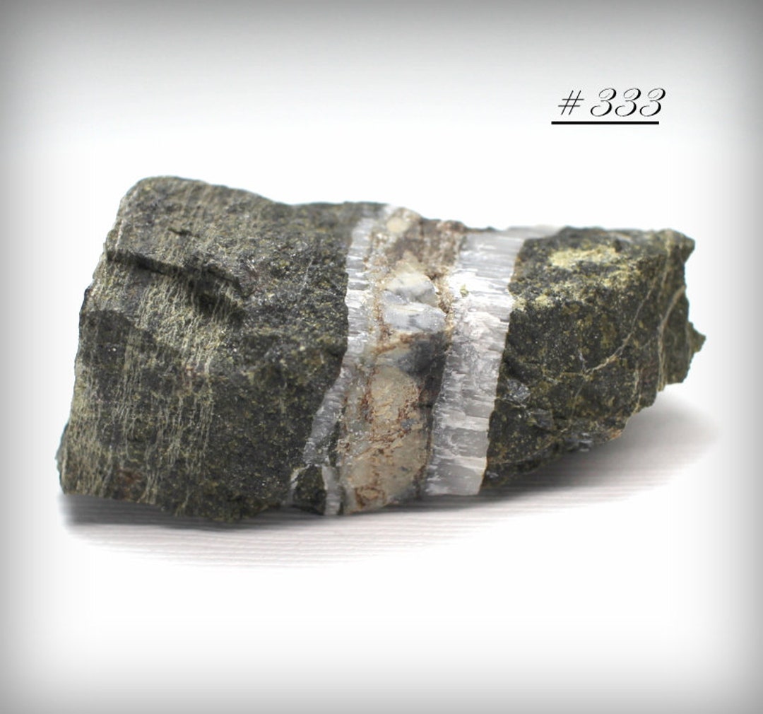 Antigorite (var. Picrolite), in Veins in Green Serpentine, From the ...