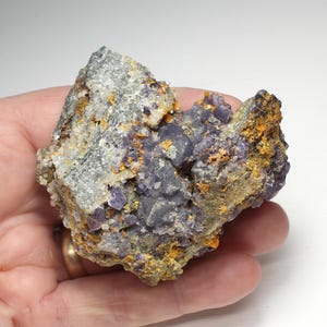 Fluorite, Wulfenite Violet Fluorite With Orange Wulfenite Crystals ...
