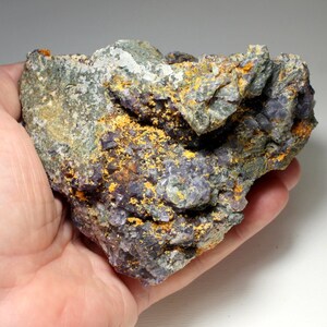 Rare Large Specimen of Violet Fluorite With Orange Wulfenite Crystals ...