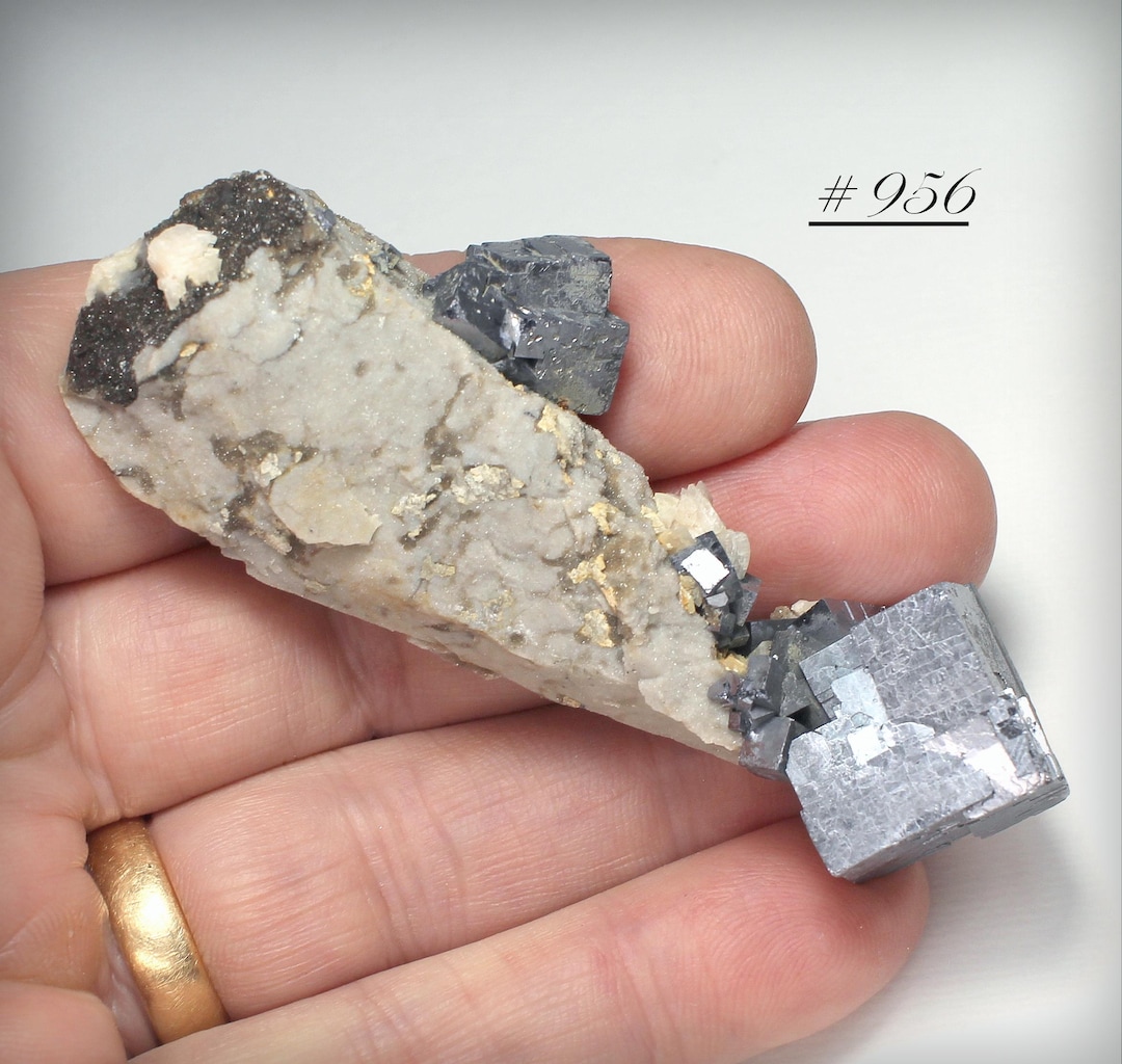 Aesthetic Mineral Specimen of Galena Cubes With Dolomite, and Quartz ...