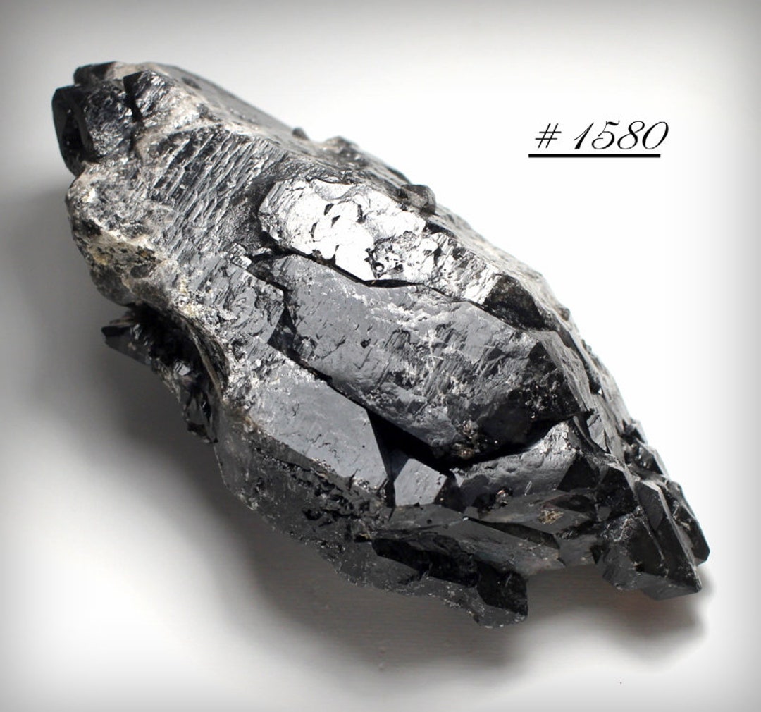 Large Morion Black Double Terminated Elestial Jacaré Quartz Crystal ...