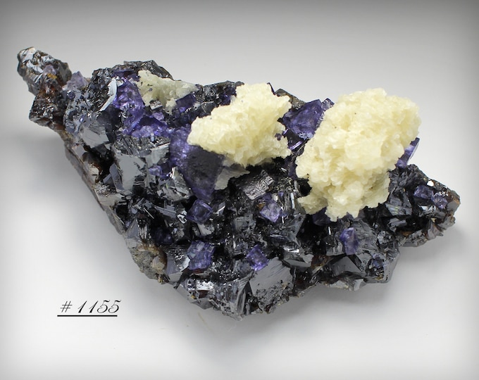 Large Aesthetic Sphalerite With Purple Fluorite and Cream-colored ...