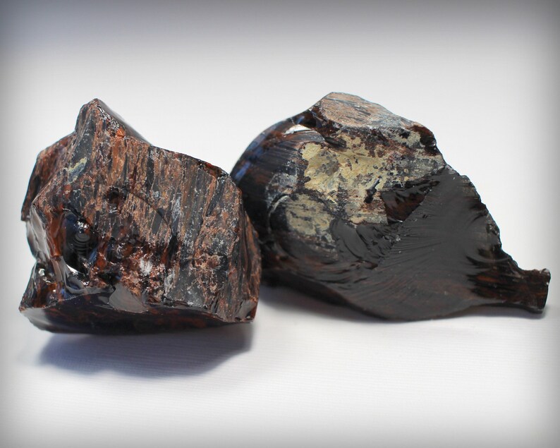 Two Glassy Mahogany Obsidian Cobbles Pictured Weathered | Etsy