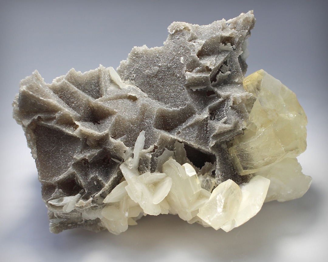 Larger Mineral Specimen of Bladed and Rhomboid Calcite With Smoky ...