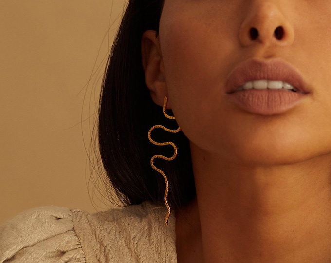 Long Snake Statement Earrings / Ethnic and Ethic Earrings / - Etsy