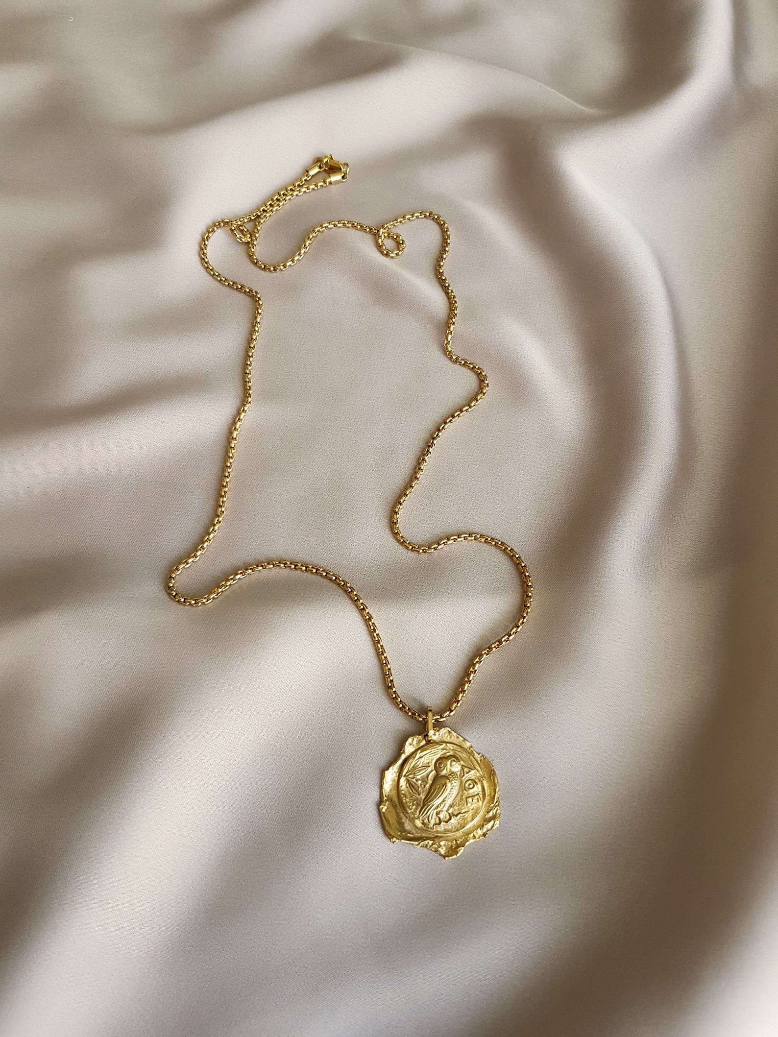 Vintage Style Ancient Greek Coin Charm Necklace Bathed in 24k Gold or ...