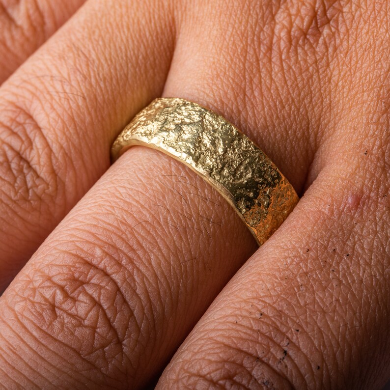 Archaic Gold Stone Texture Band - Etsy