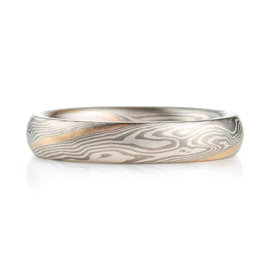 Dainty Gold Stratum Mokume Ring - Etsy