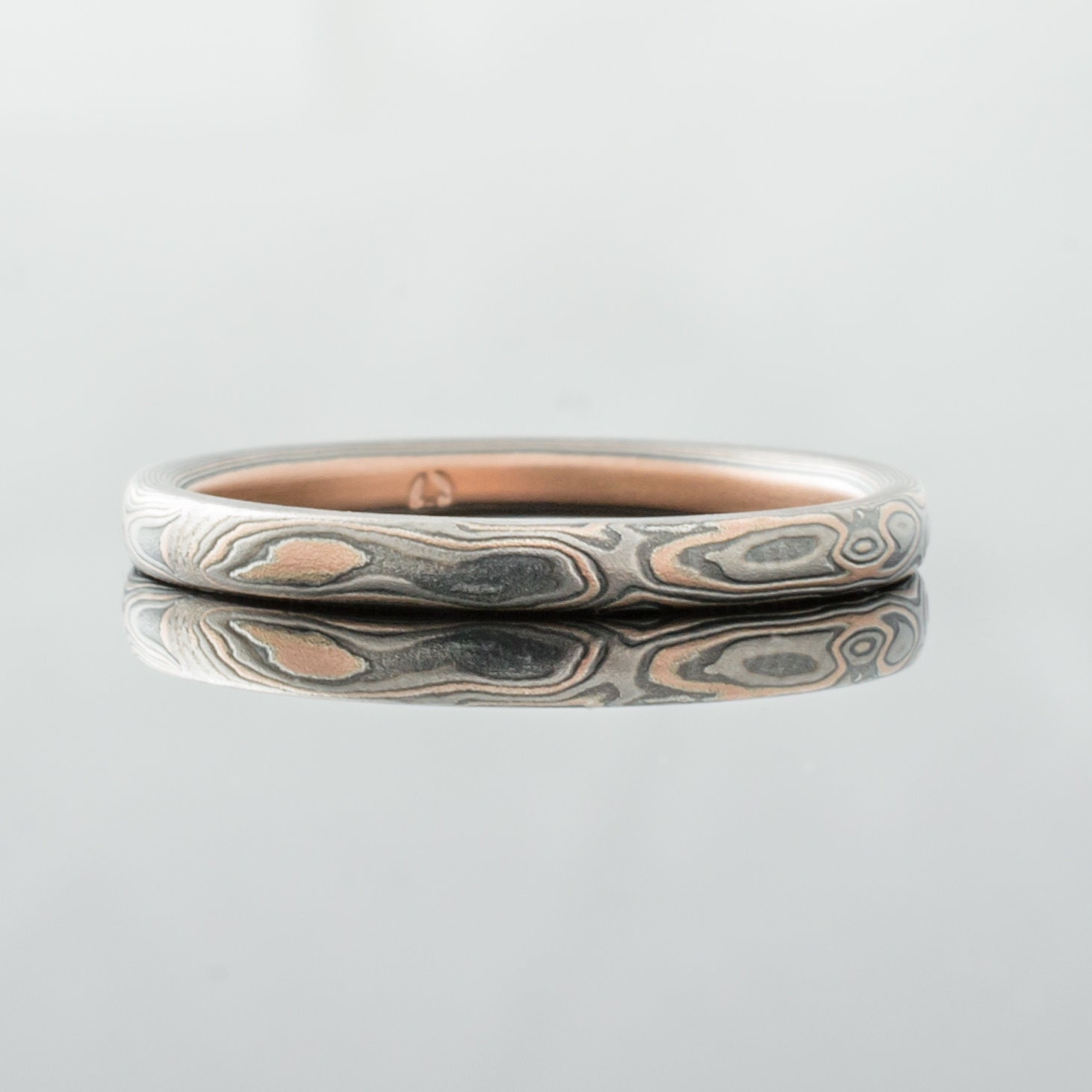 Artisan Mokume Gane Ring Set or Wedding Bands in Oxidized | Etsy