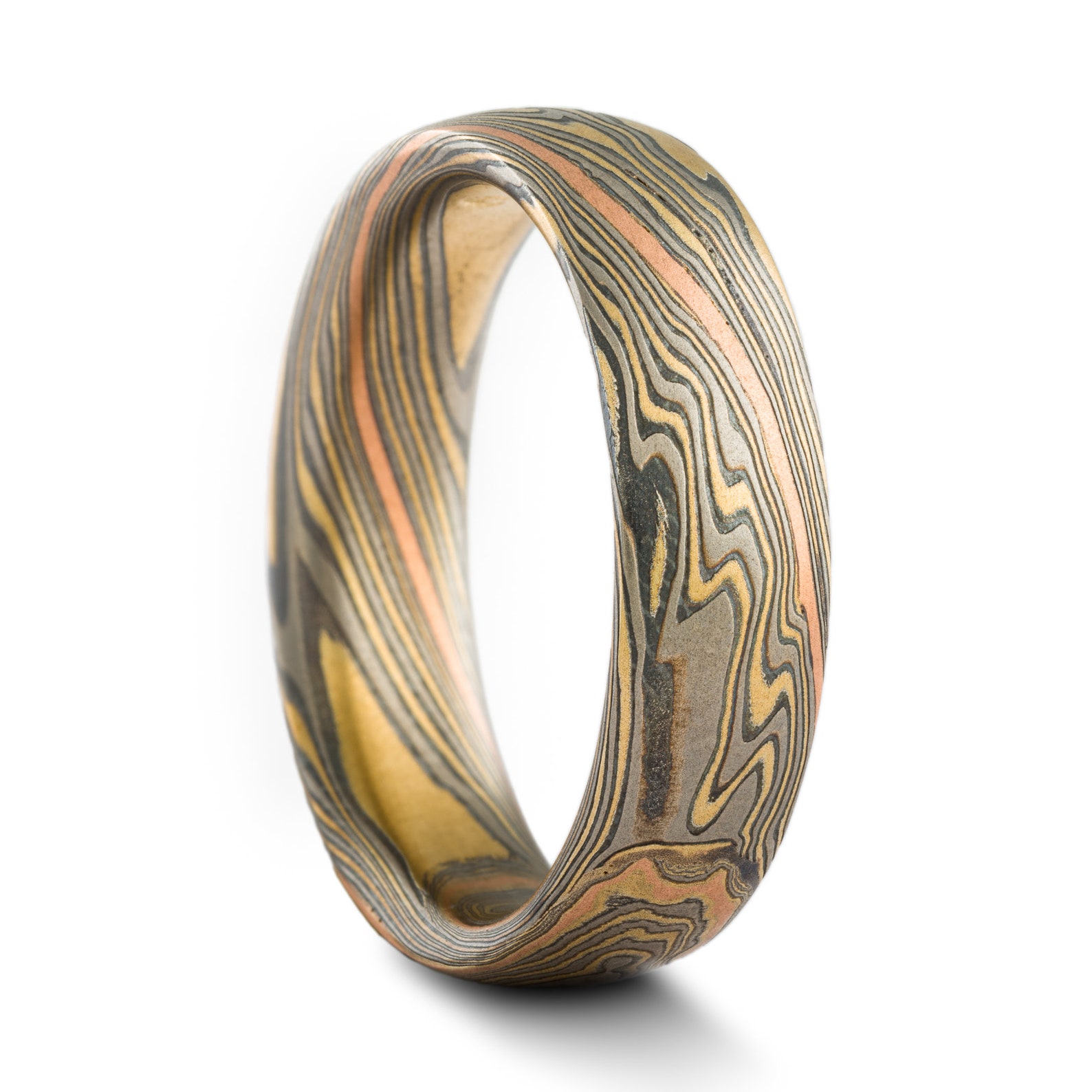 Red River Mokume Gane Rings or Wedding Band Set in Twist | Etsy