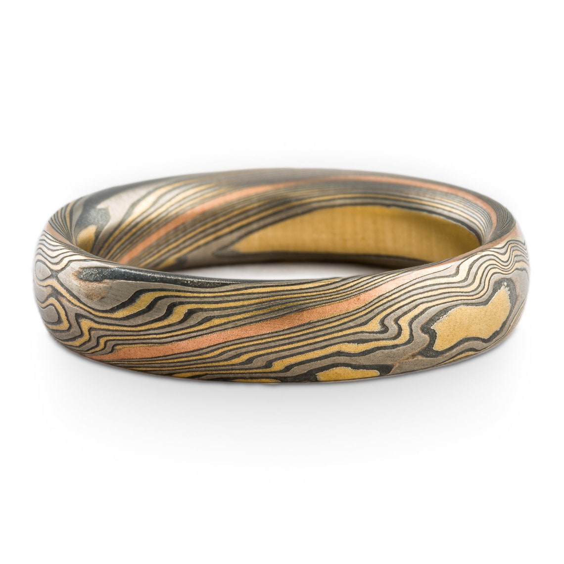 Red River Mokume Gane Rings or Wedding Band Set in Twist | Etsy