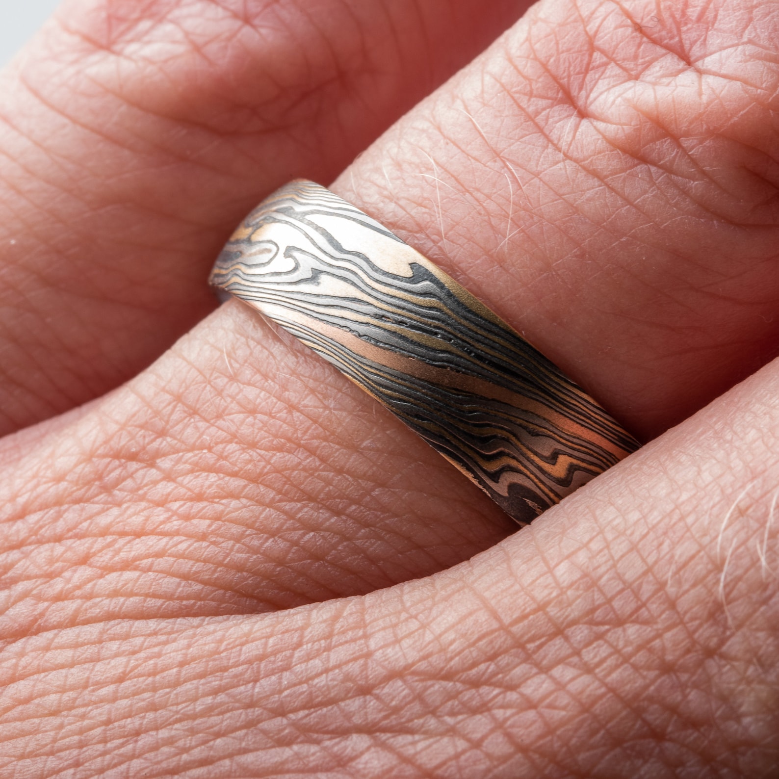 Red River Mokume Gane Rings or Wedding Band Set in Twist | Etsy