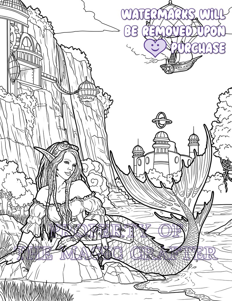 5 MERMAID COLORING PAGES bundle Printable Mermaid Coloring Pages for ...