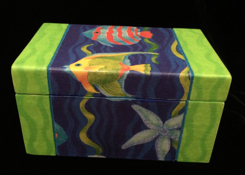 Ocean-themed Decoupaged and Handpainted Jewelry or Treasure Box - Etsy
