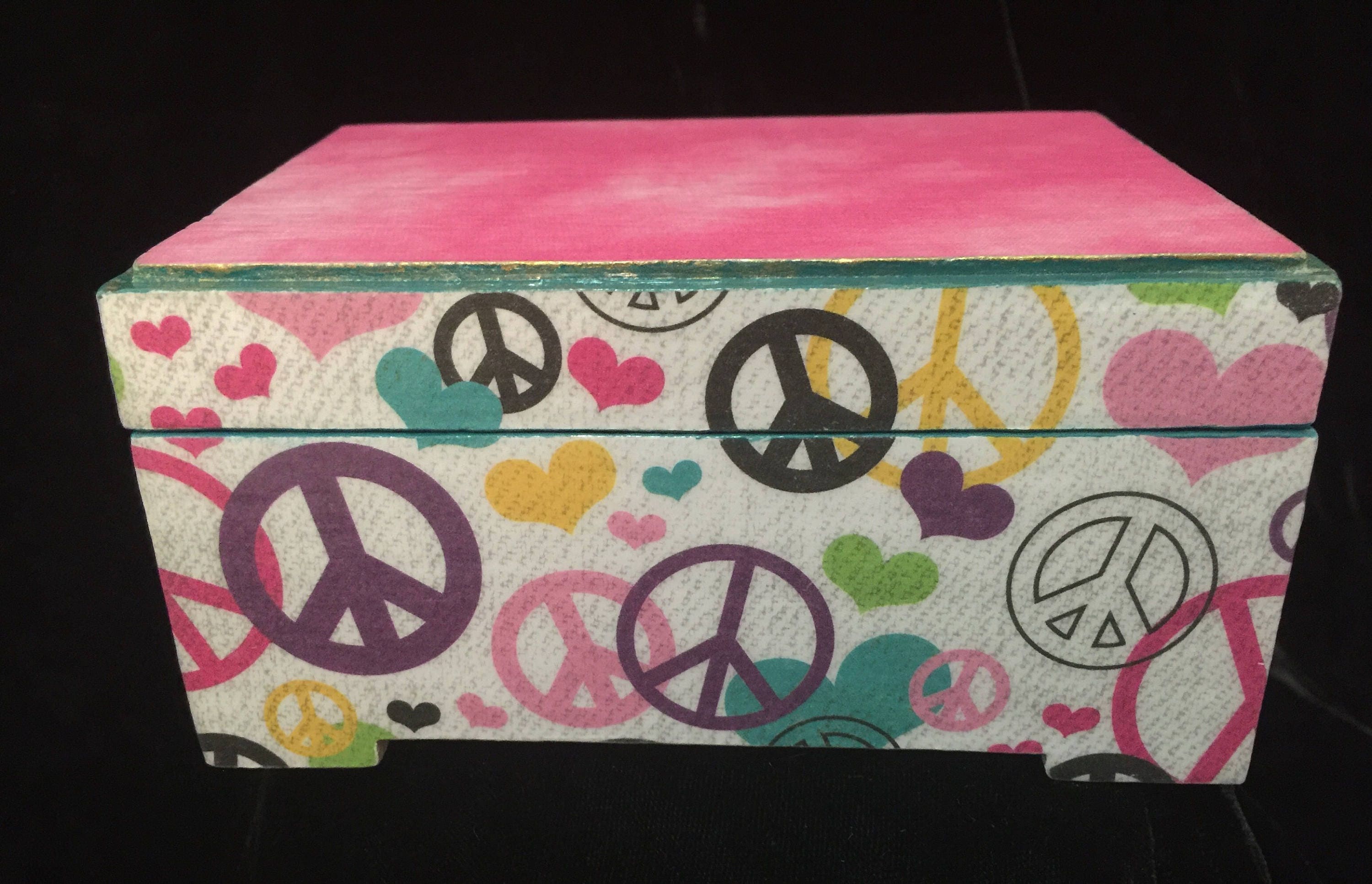 Gsbybutts 'peace on Earth' Decoupaged & Handpainted Jewelry Box - Etsy